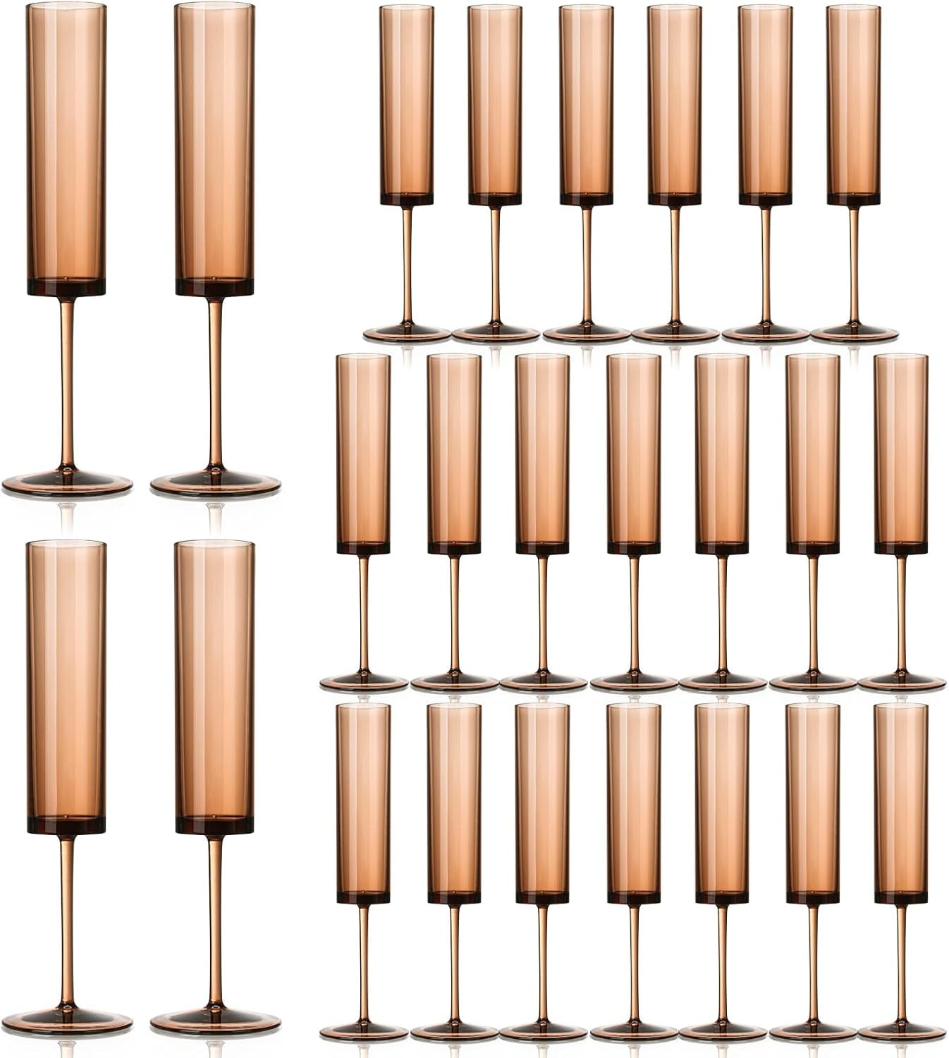24 Pack Amber Champagne Glasses Dark Orange Wine Glasses Terracotta ...