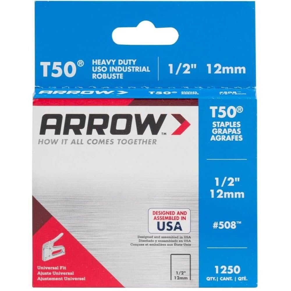 24 Pack Arrow Fastener 508 T50 1/2" Flat Crown Heavy Duty Steel Staples ...