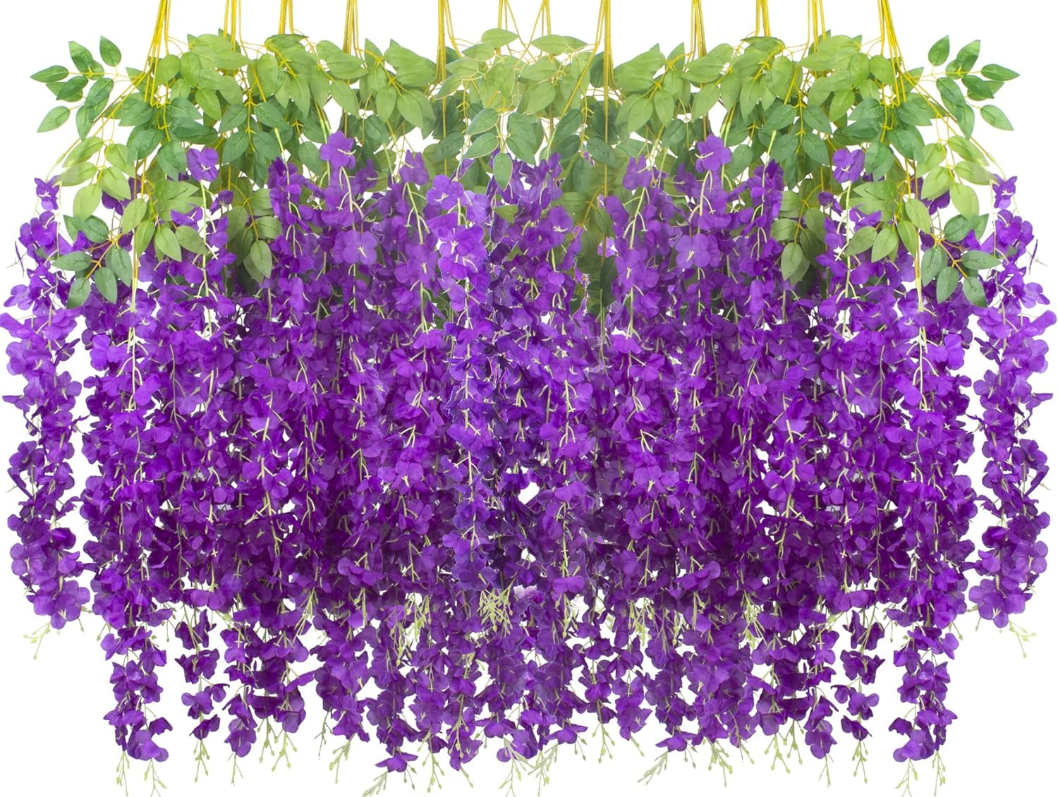 24 Pack Artificial Fake Wisteria Vine Ratta (3.75 Feet) Hanging Garland Silk Flowers String Home ...