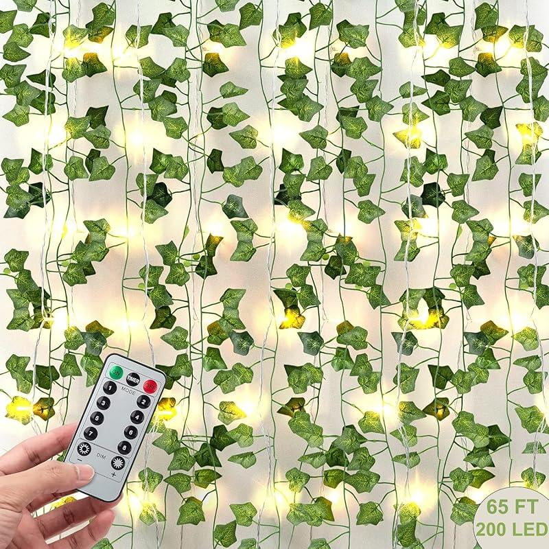 24 Pack Artificial Ivy Vines with 200 LED String Light, Fake Plants ...