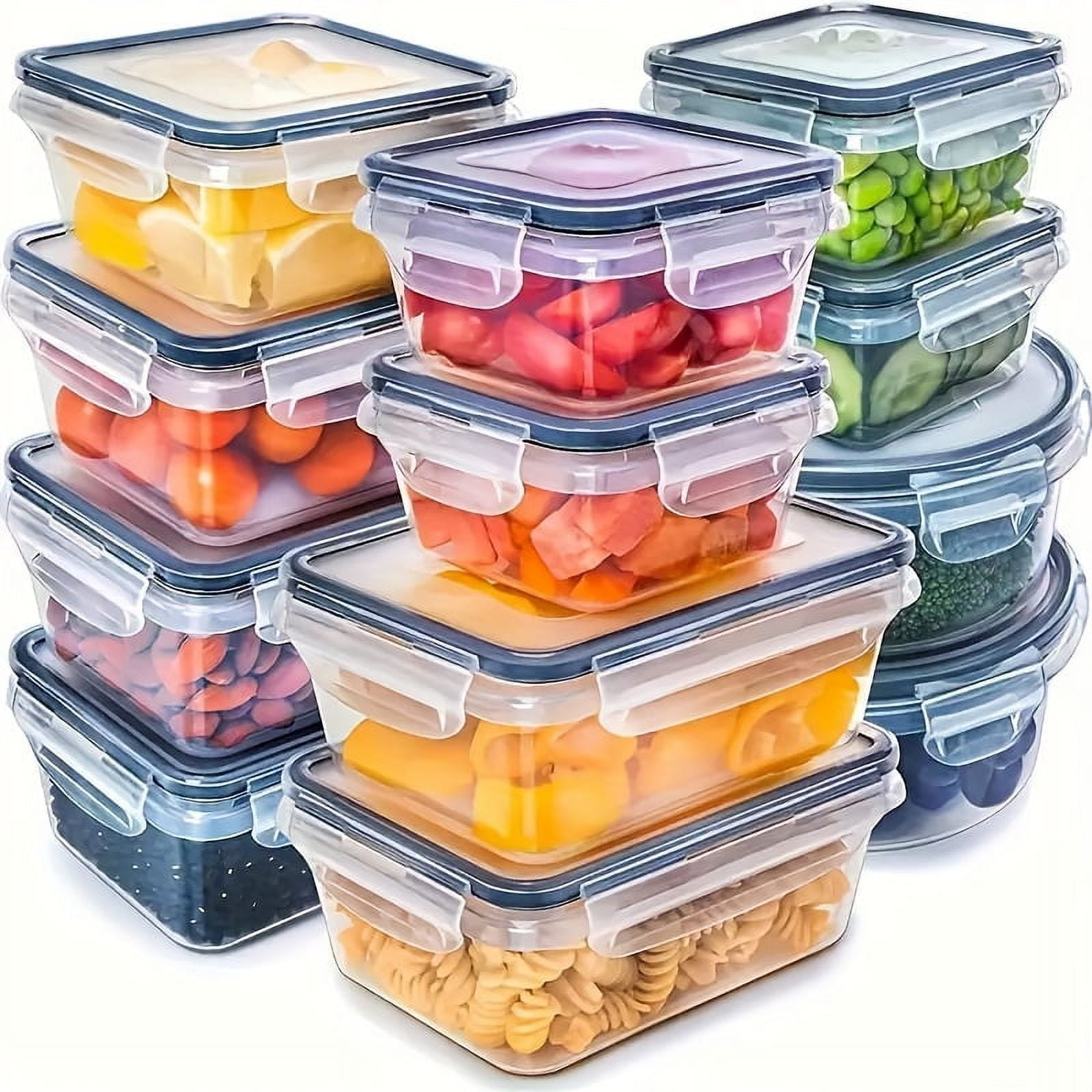 24-Pack BPA-Free Airtight Food Storage Containers - 12 Boxes + 12 Snap ...