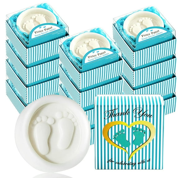 24 Pack Baby Shower Favors Soaps Handmade Blue Pitter Patte Boxed Baby ...