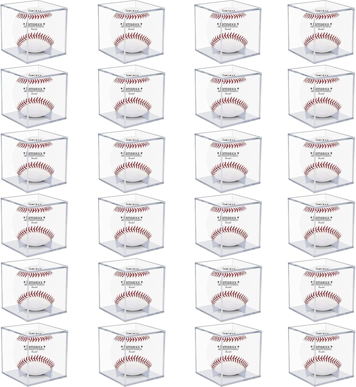 24 Pack Baseball Display Case, UV Protected Acrylic Boxes for Display ...