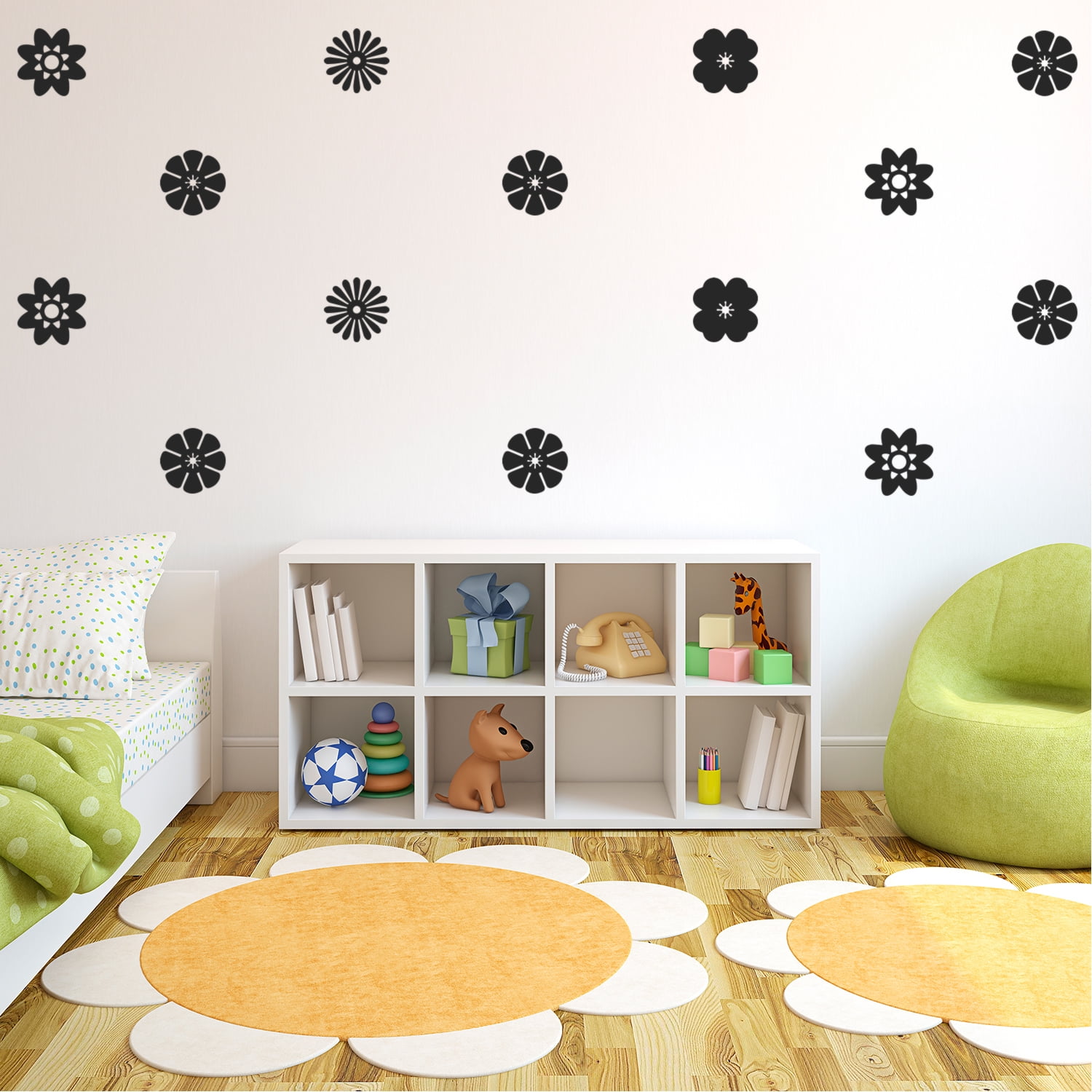 24 Pack of Beautiful Flowers Vinyl Wall Art Decal - 3" x 3" - Bedroom ...