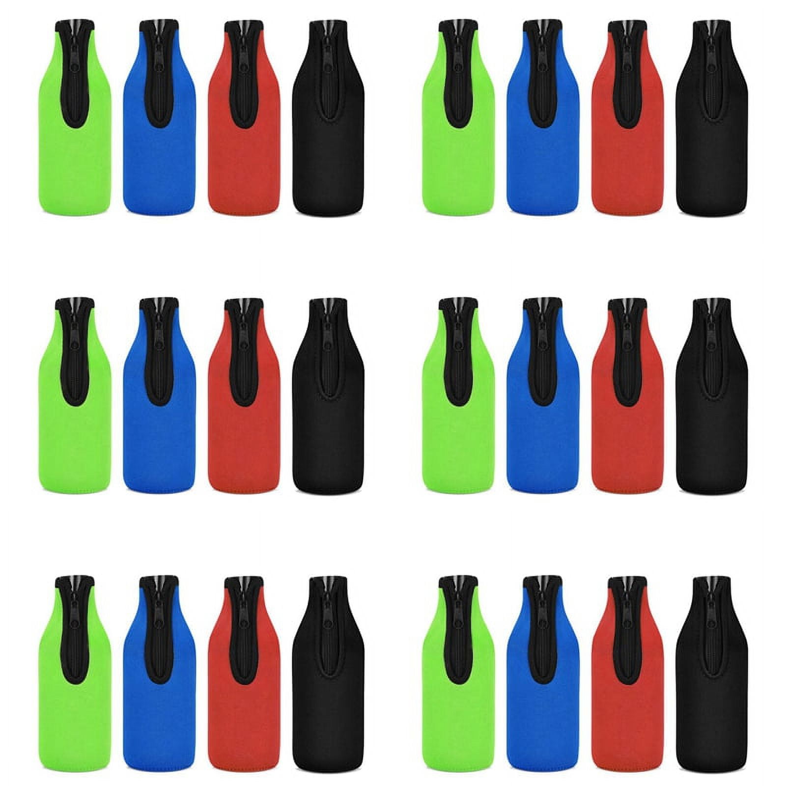 24 Pack Beer Bottle Insulator Sleeve Keep Drink Cold,Zip-Up Bottle ...