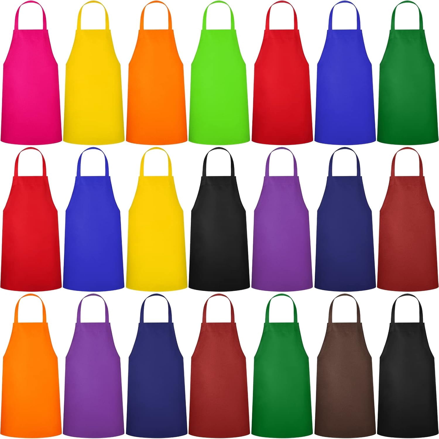 24 Pack Bib Aprons, Unisex Apron No Pocket Bulk Machine Washable Plain ...