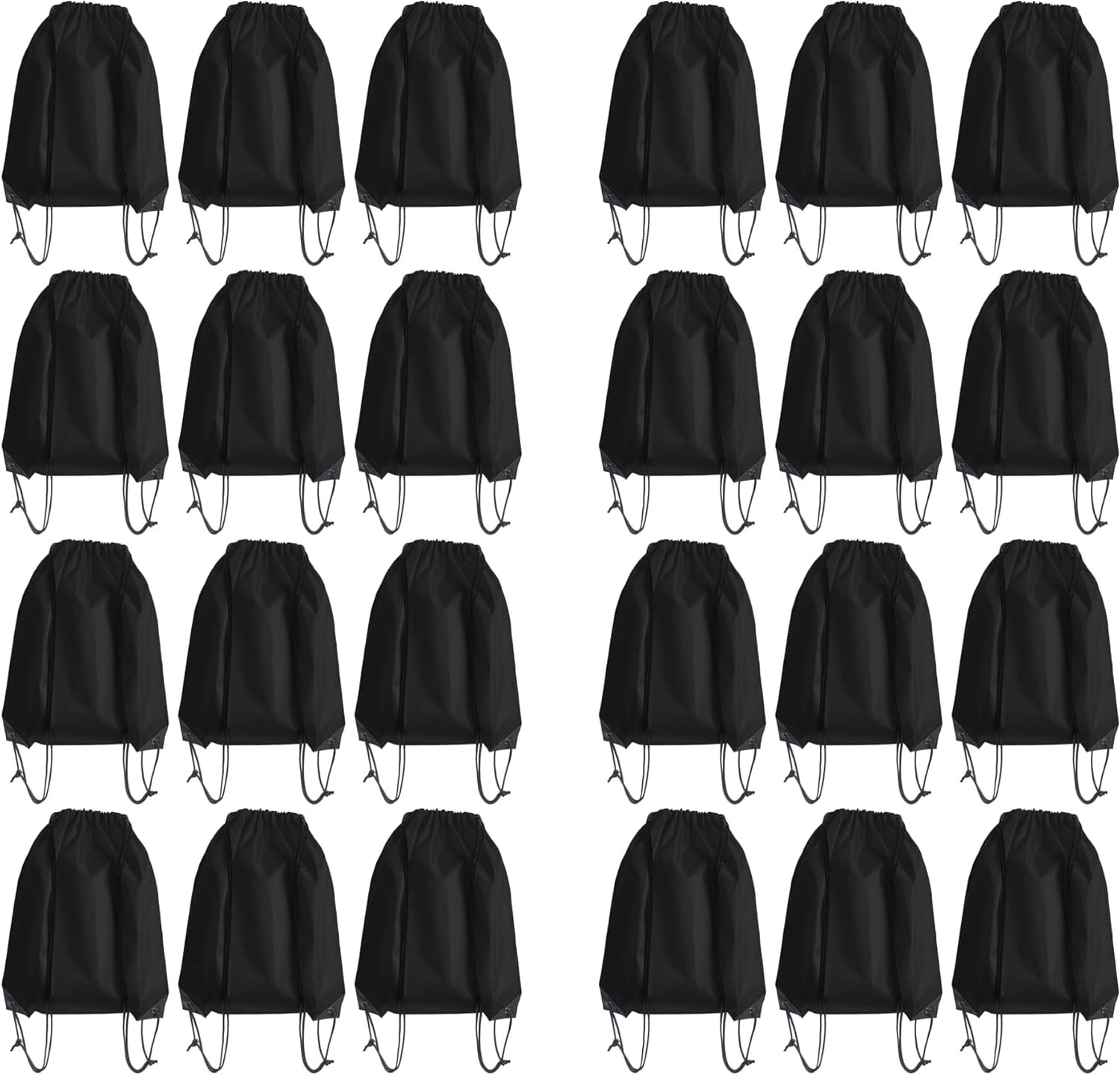24 Pack Black Blank DIY Drawstring Backpack Sack Bags, Lightweight ...
