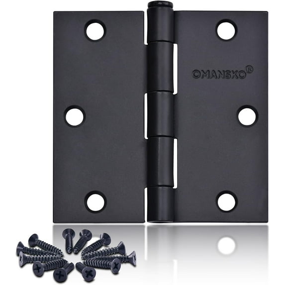 24 Pack Black Door Hinges, 3.5 x 3.5 Inch Black Hinges for Interior ...