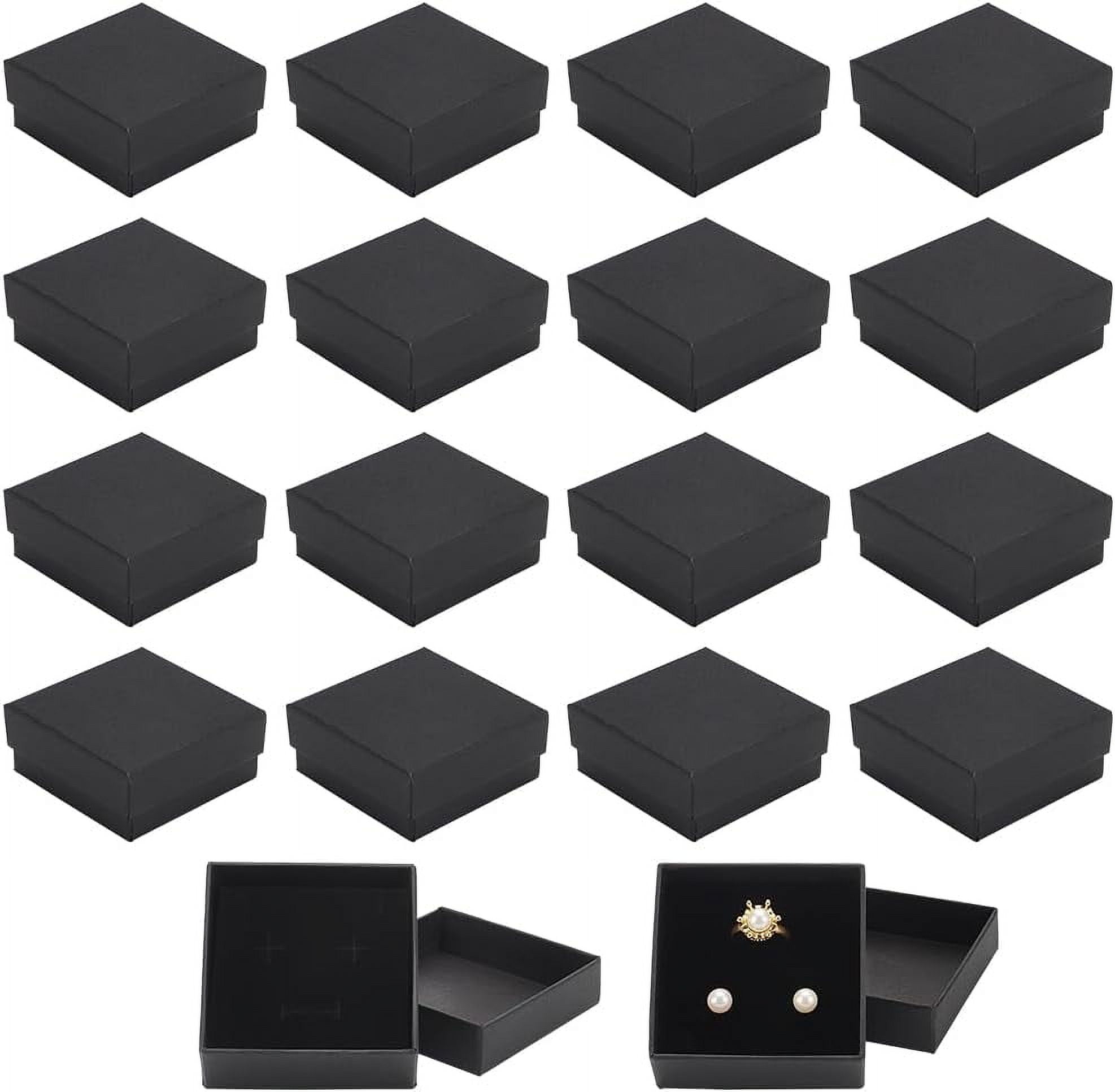 24 Pack Black Jewelry Gift Boxes Bulk 2.75x2.75x1.2 Inch Cardboard ...