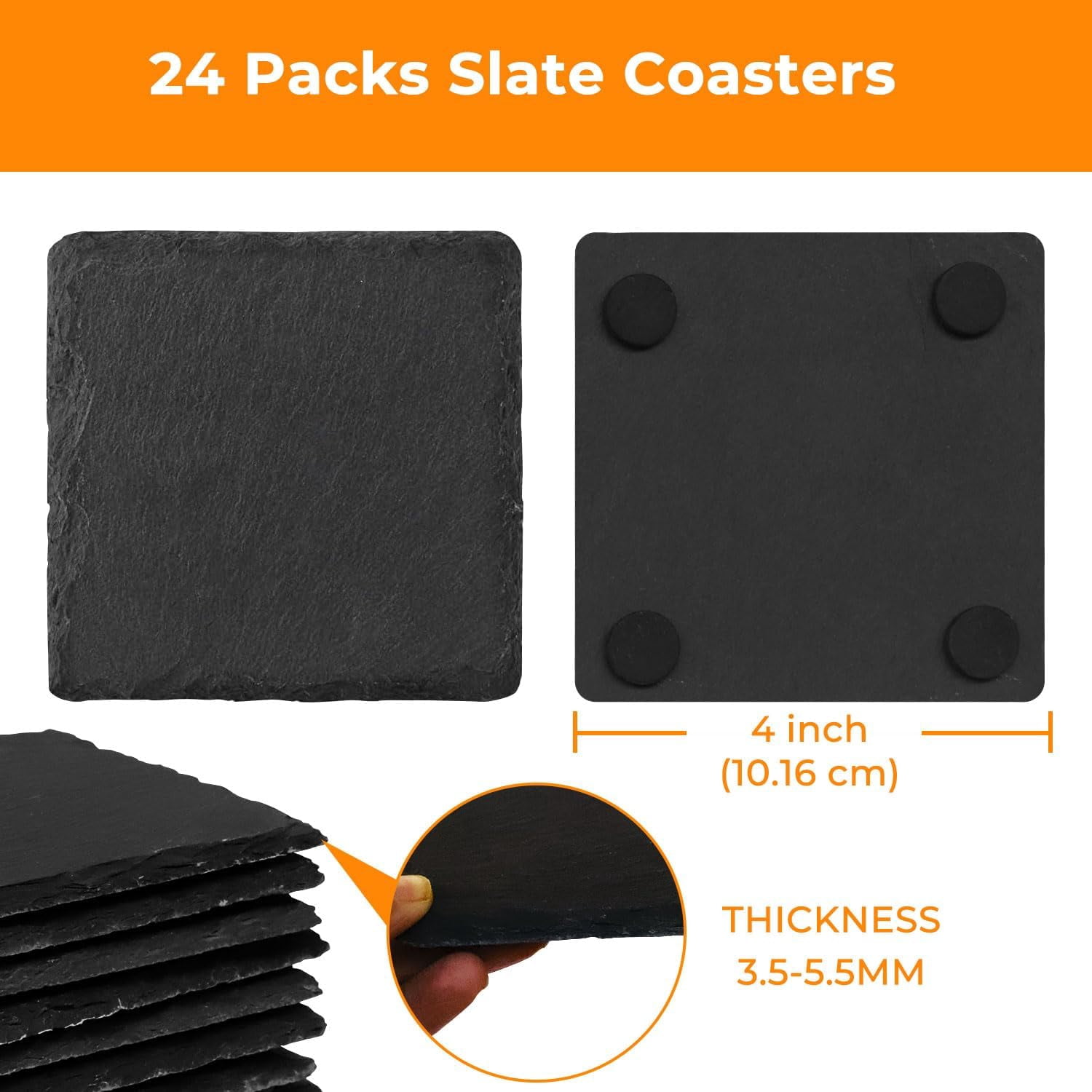 24-Pack Black Slate Coasters for Laser Engraving, 4