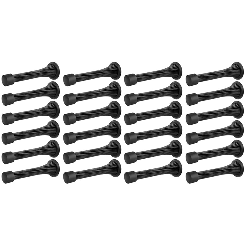 24 Pack Black Spring Door Stops, Flexible Spring Door Stopper with Low ...