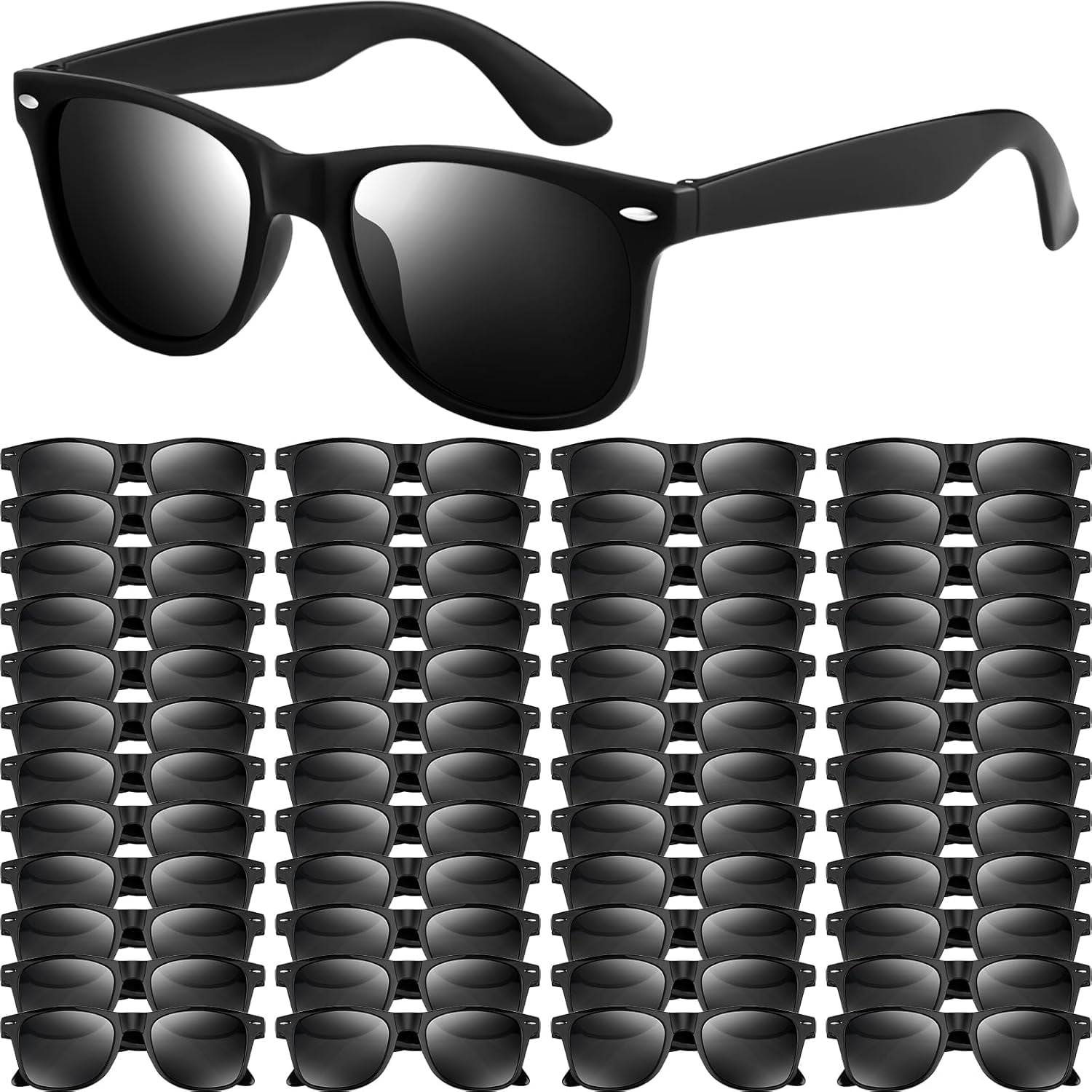 24 Pack Black Sunglasses Bulk Retro Black Shades Party Sunglasses for ...