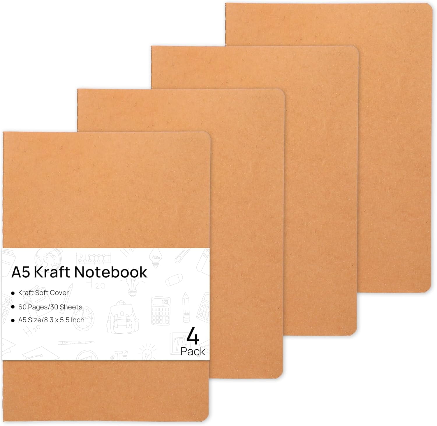 24 Pack Blank Kraft Notebooks, 8.3x5.5 Inches A5 Small Journals Bulk ...