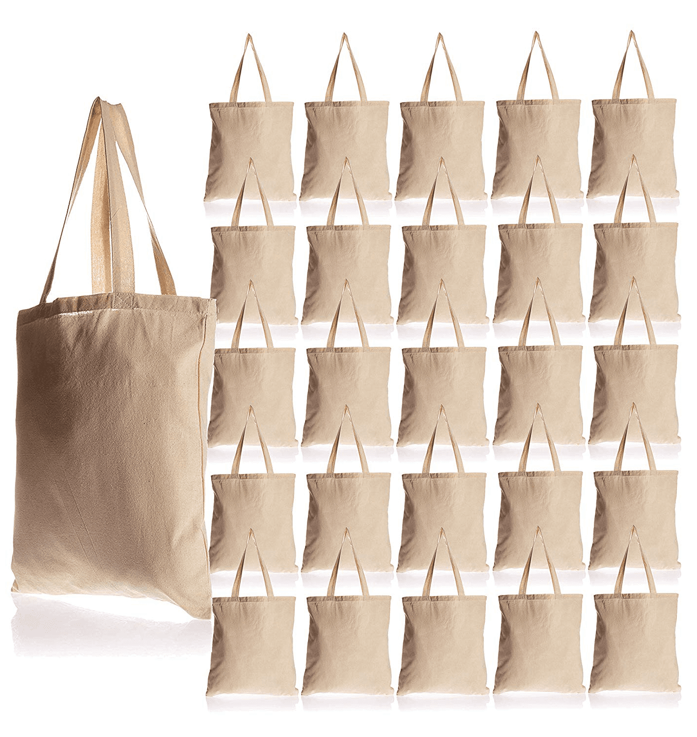 24 Pack - Blank Natural Color Canvas Tote Bags - Wholesale Plain Tote ...