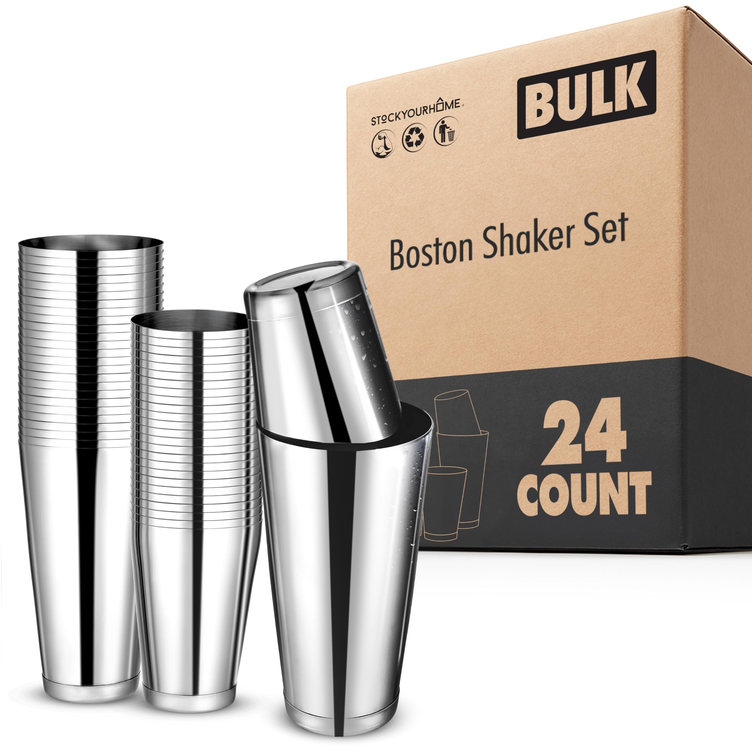 (24 Pack) Boston Cocktail Shaker, Drink Mixing Set (18oz & 28oz ...