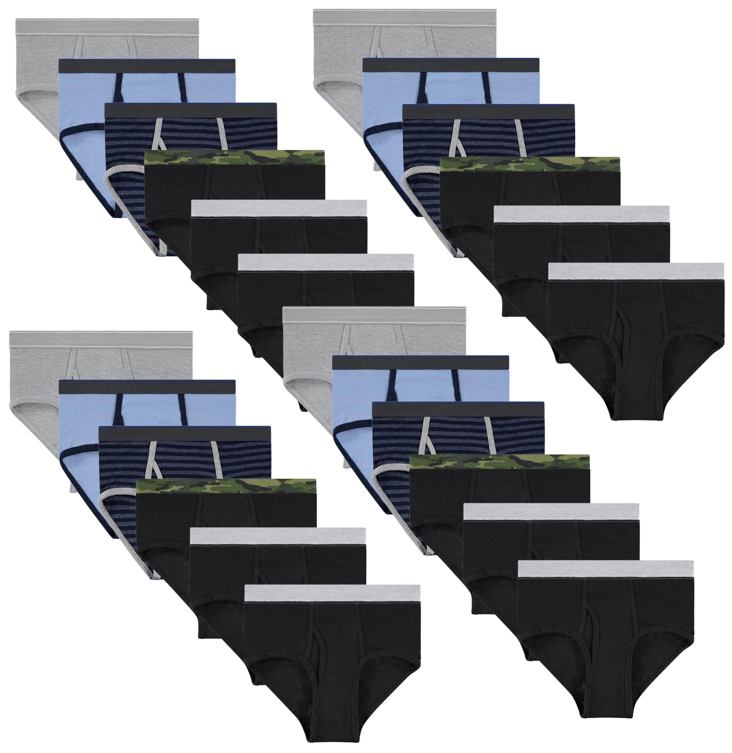 24 Pack Boys Cotton Underwear Briefs, Assorted Colors Underpants for ...