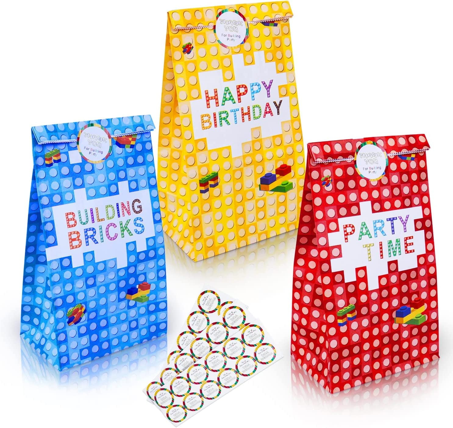 24 Pack Building Blocks RE32 Party Favor Bags Brick Theme Party Goodie ...
