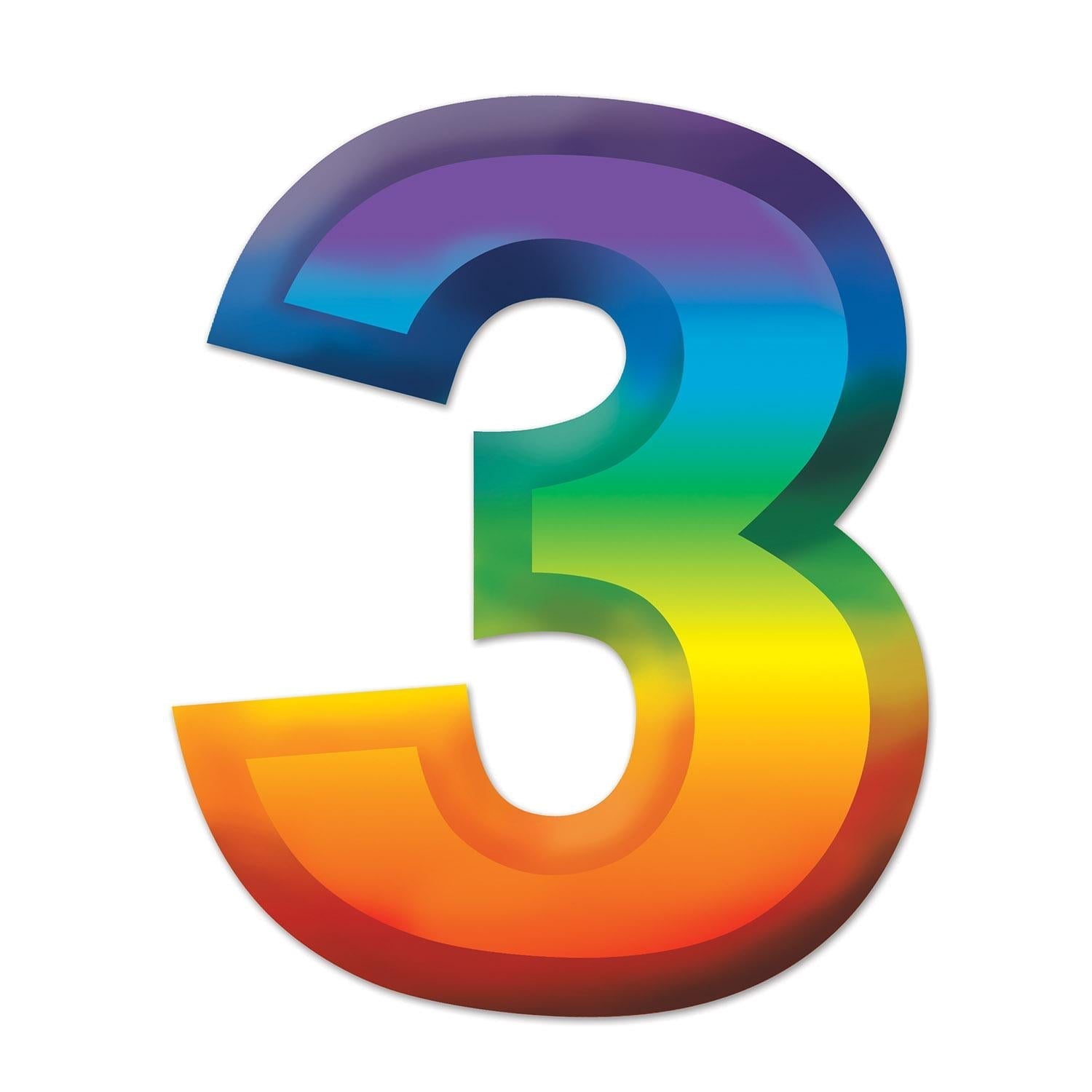 24 Pack Bulk Multi-Color Plastic 3-D Party Number 3 - Walmart.com