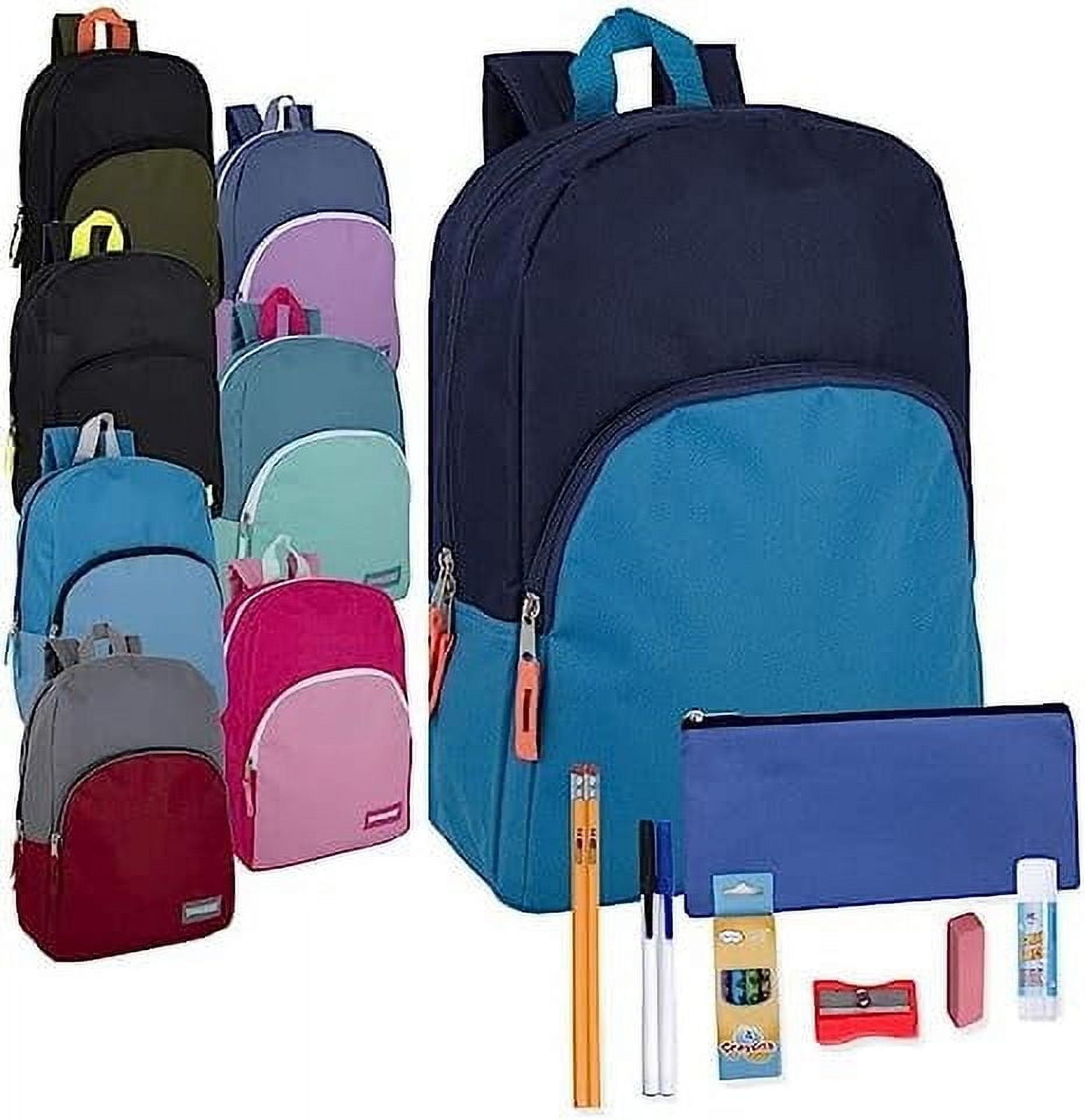 24 Pack of Bulk Wholesale 15 Inch Two Tone Color Backpacks with 12 ...