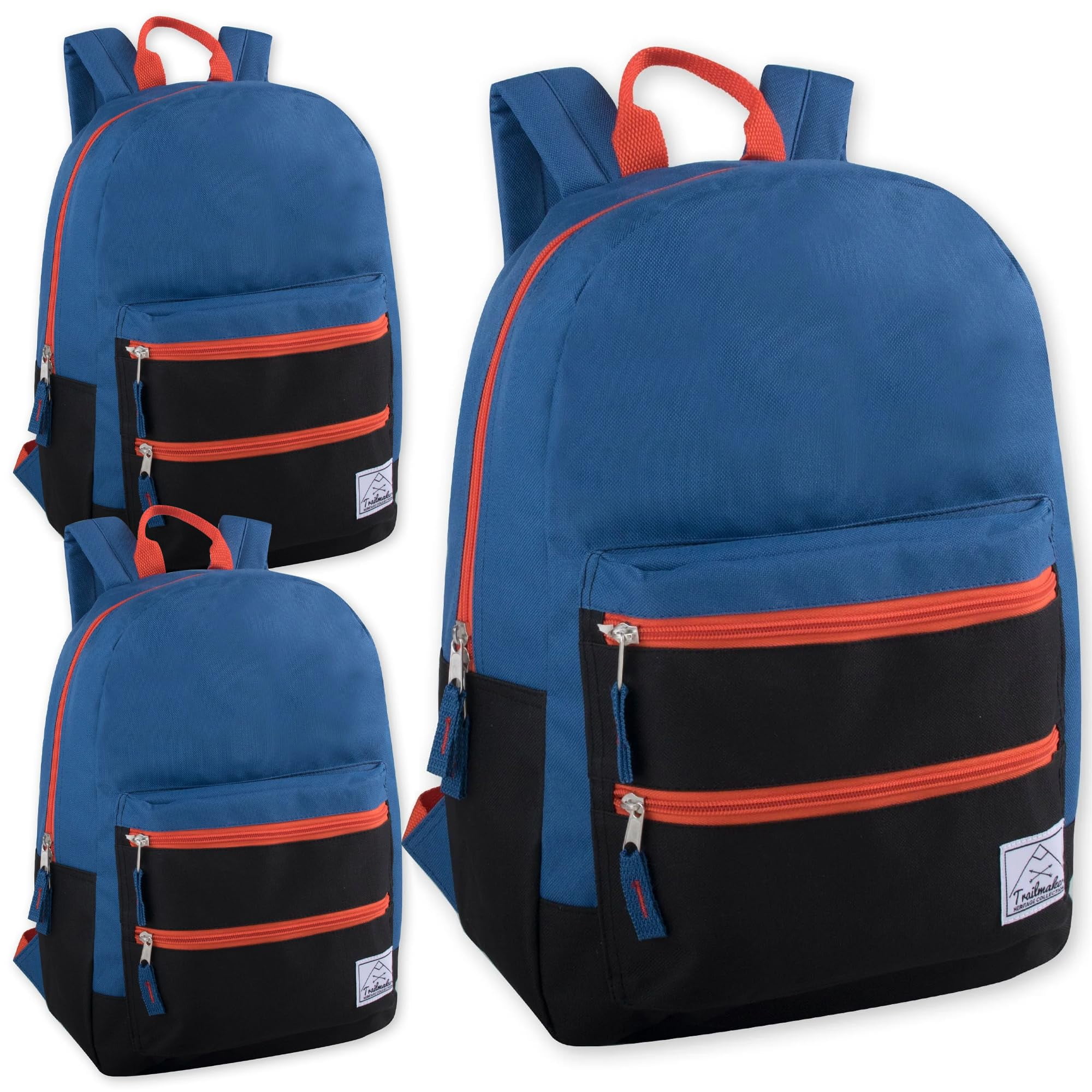 24 Pack of Bulk Wholesale 17 Inch Multi Pocket Backpacks with 2 Front ...