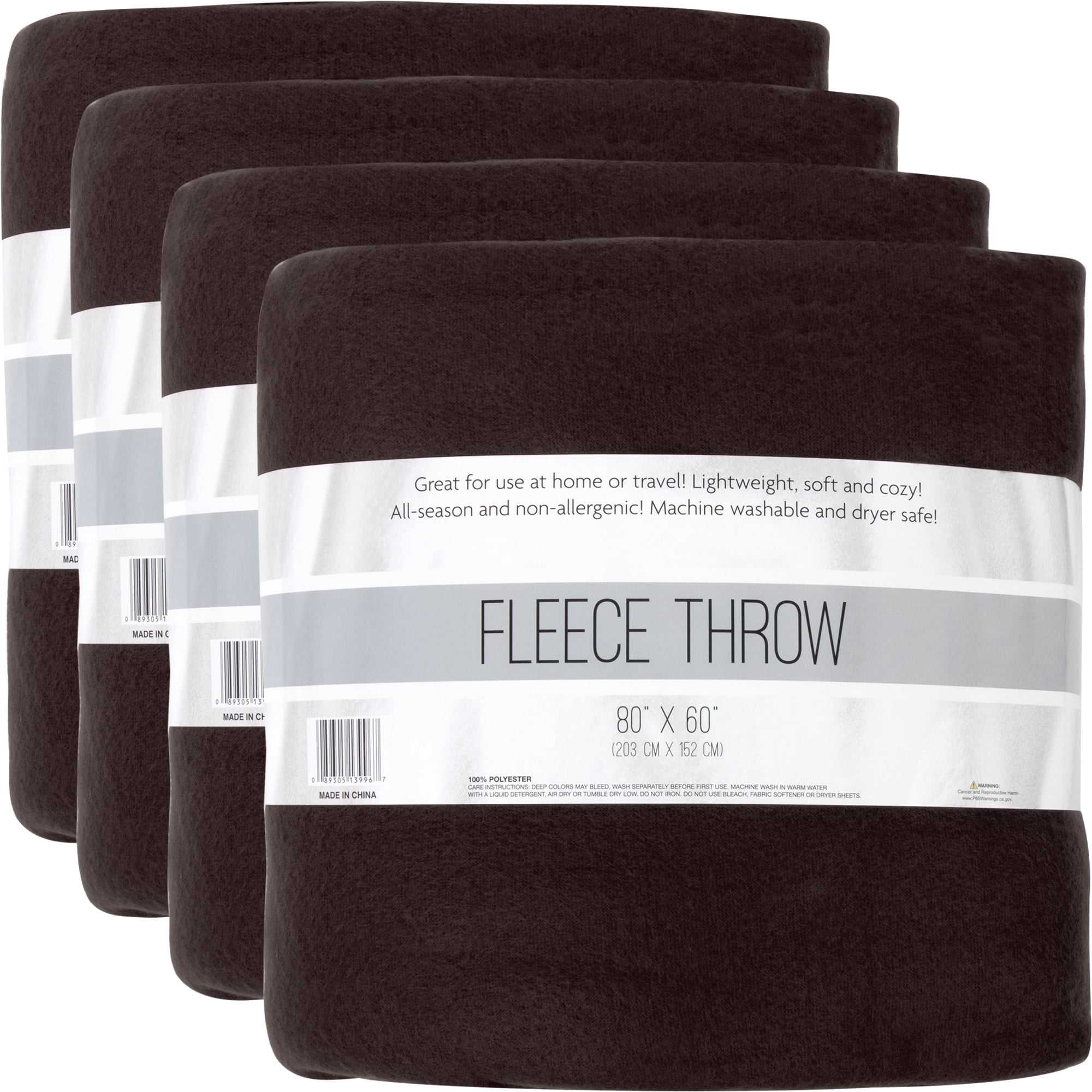 24 Pack of Bulk Wholesale 80"L x 60"W Solid Color Fleece Throw Blankets ...