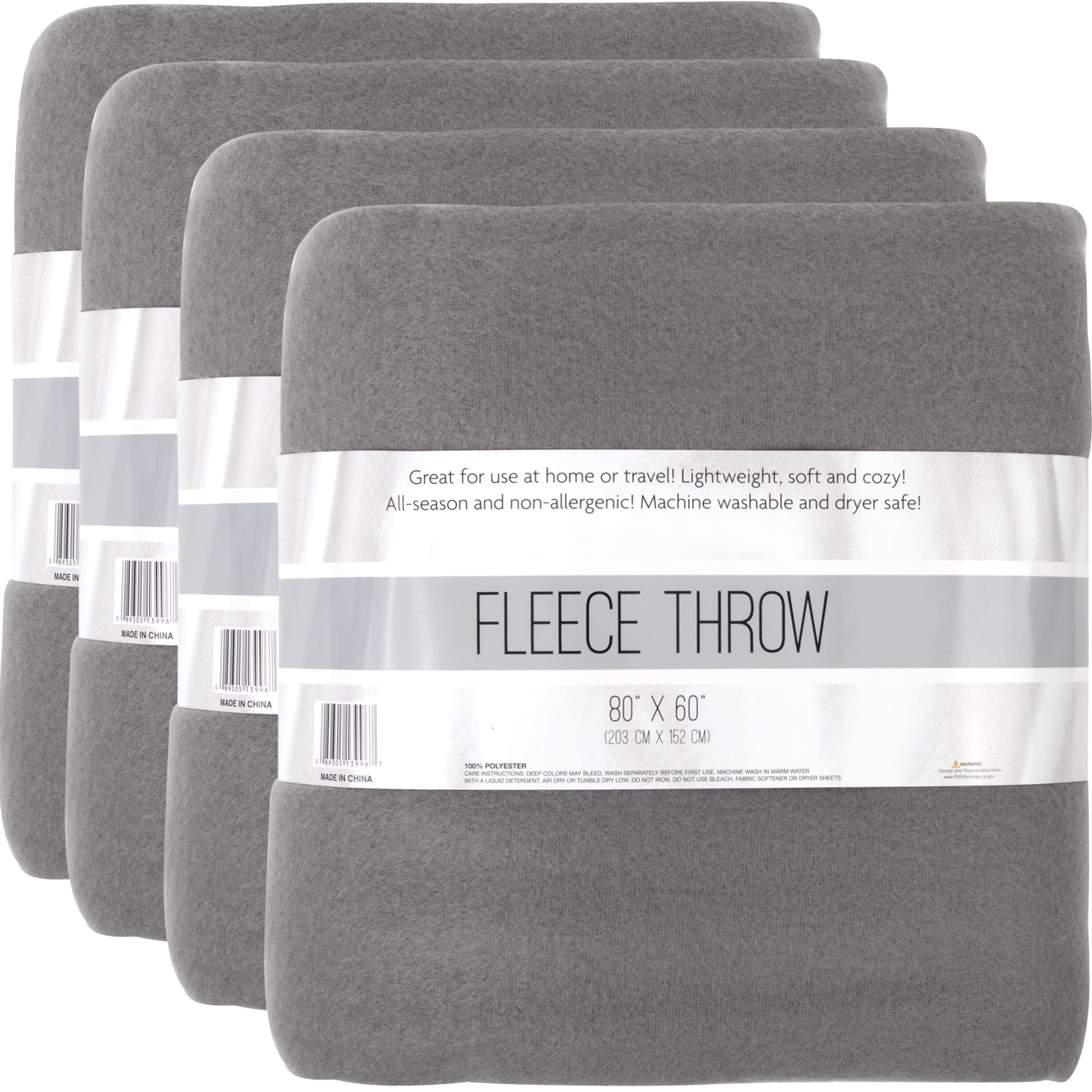 24 Pack of Bulk Wholesale 80"L x 60"W Solid Color Fleece Throw Blankets ...