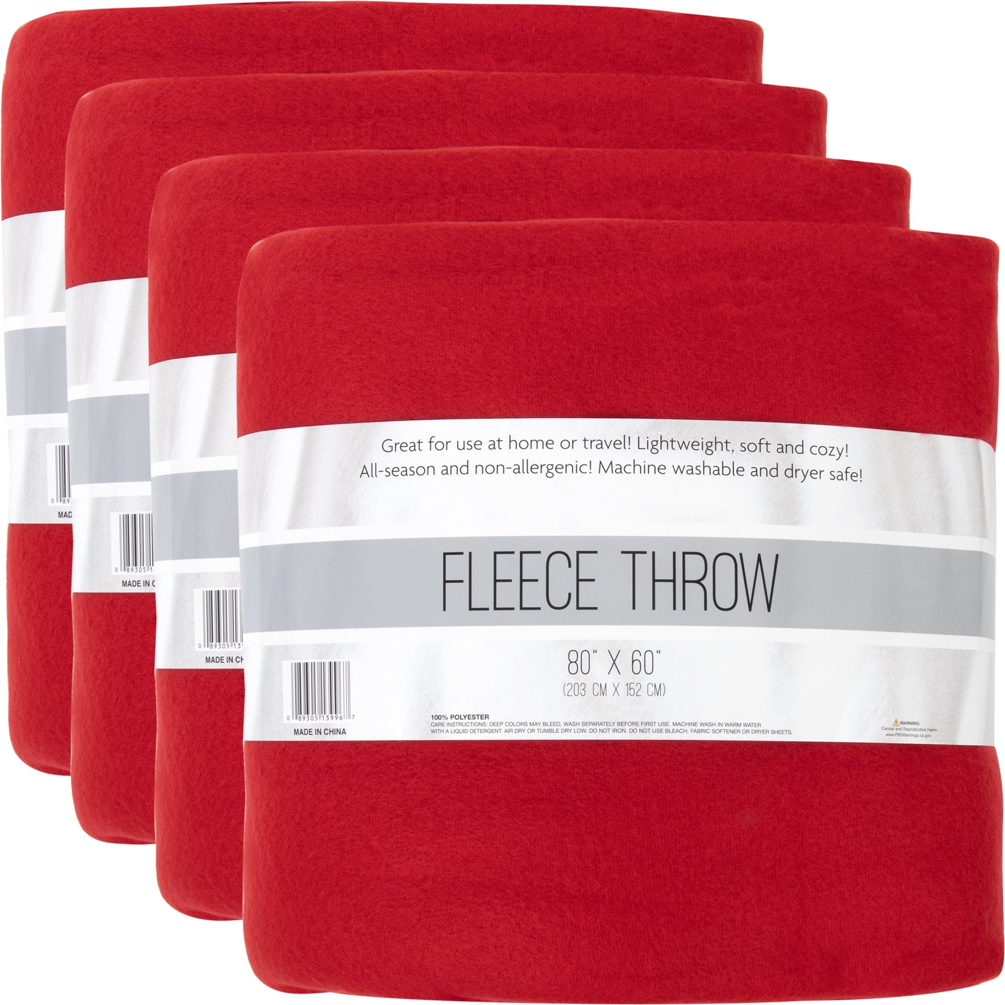 24 Pack of Bulk Wholesale 80"L x 60"W Solid Color Fleece Throw Blankets ...