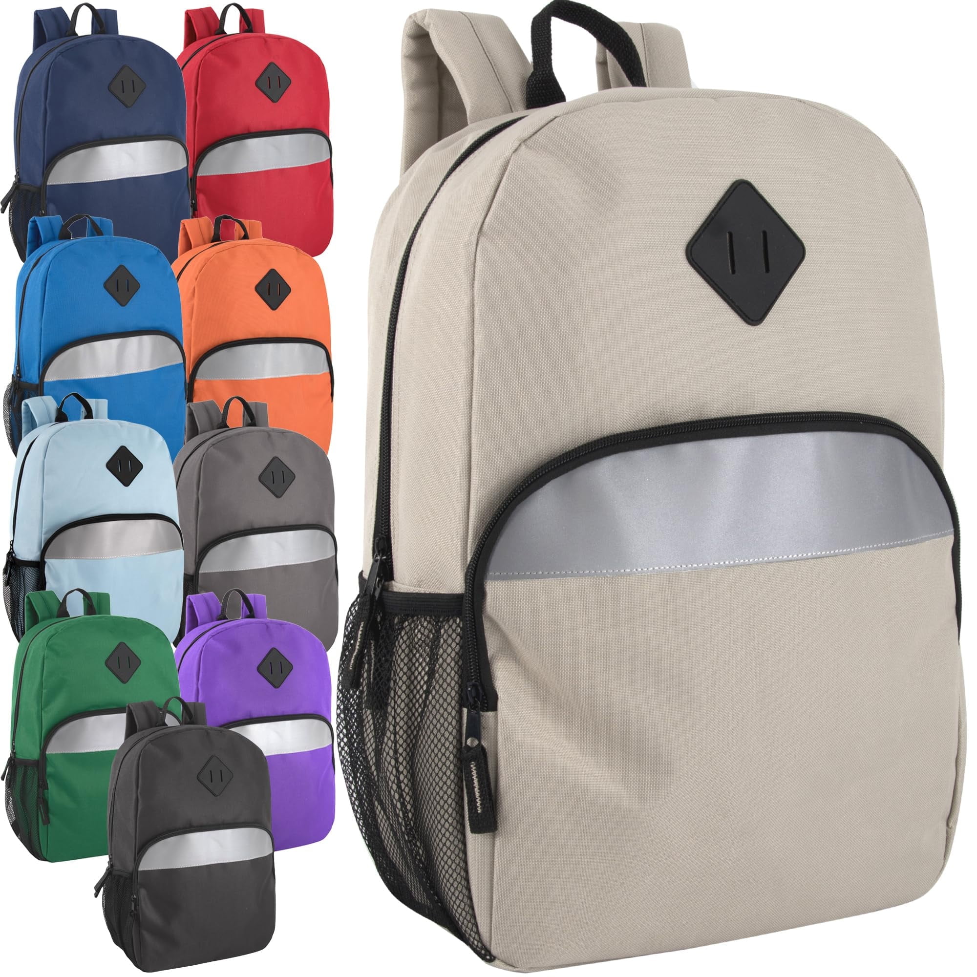 24 pack Solid Color Reflective Multipocket Backpacks for Commuting ...