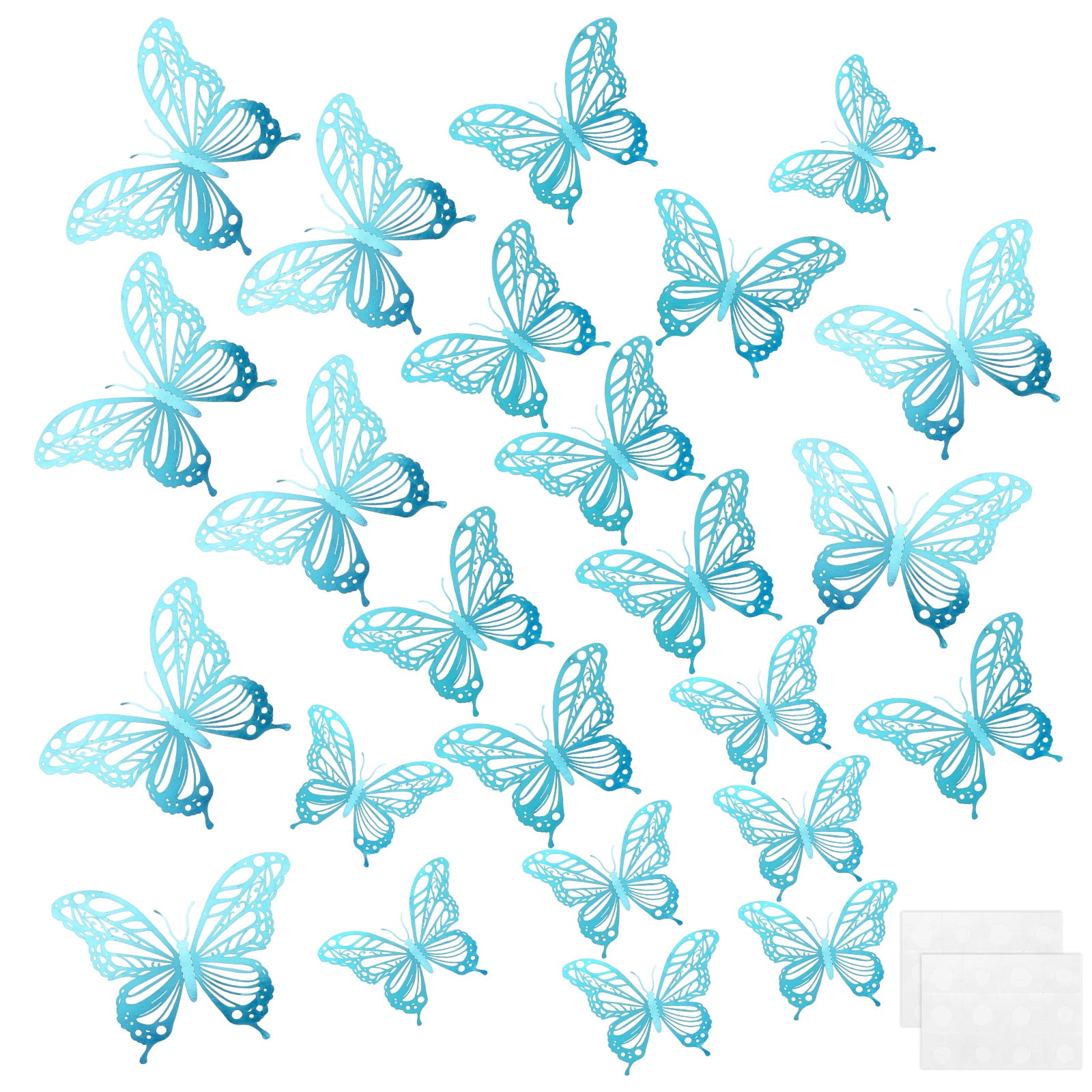 24 Pack Butterfly Wall Decor, Hollow 3D Butterflies Sticker Wall Art ...