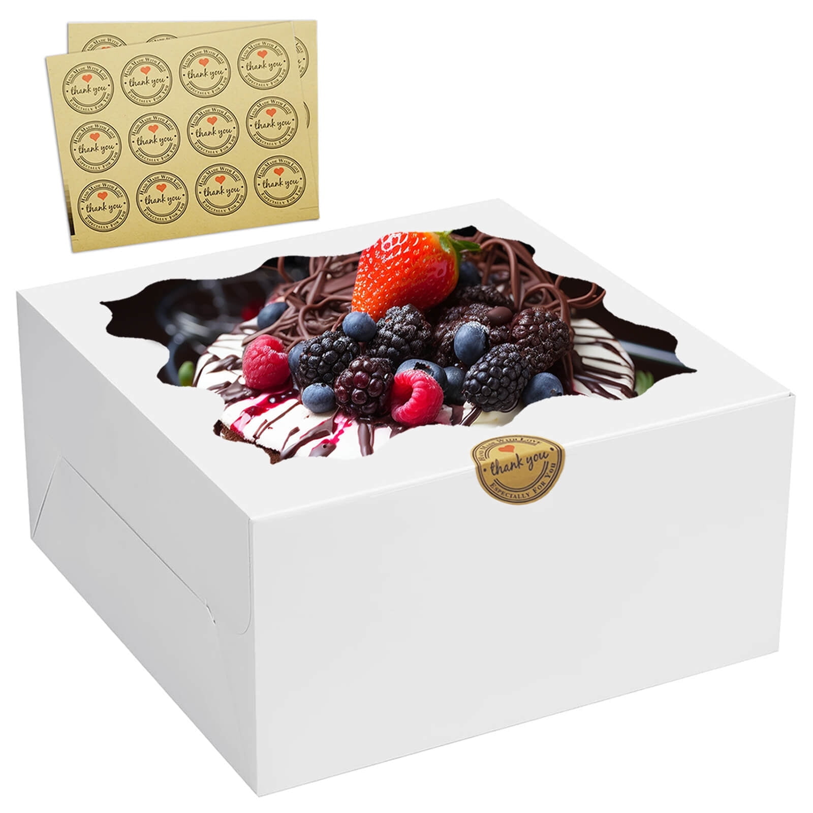 24 Pack Cake Box 10x10x5 Inches with Clear Window White Bakery Box with ...