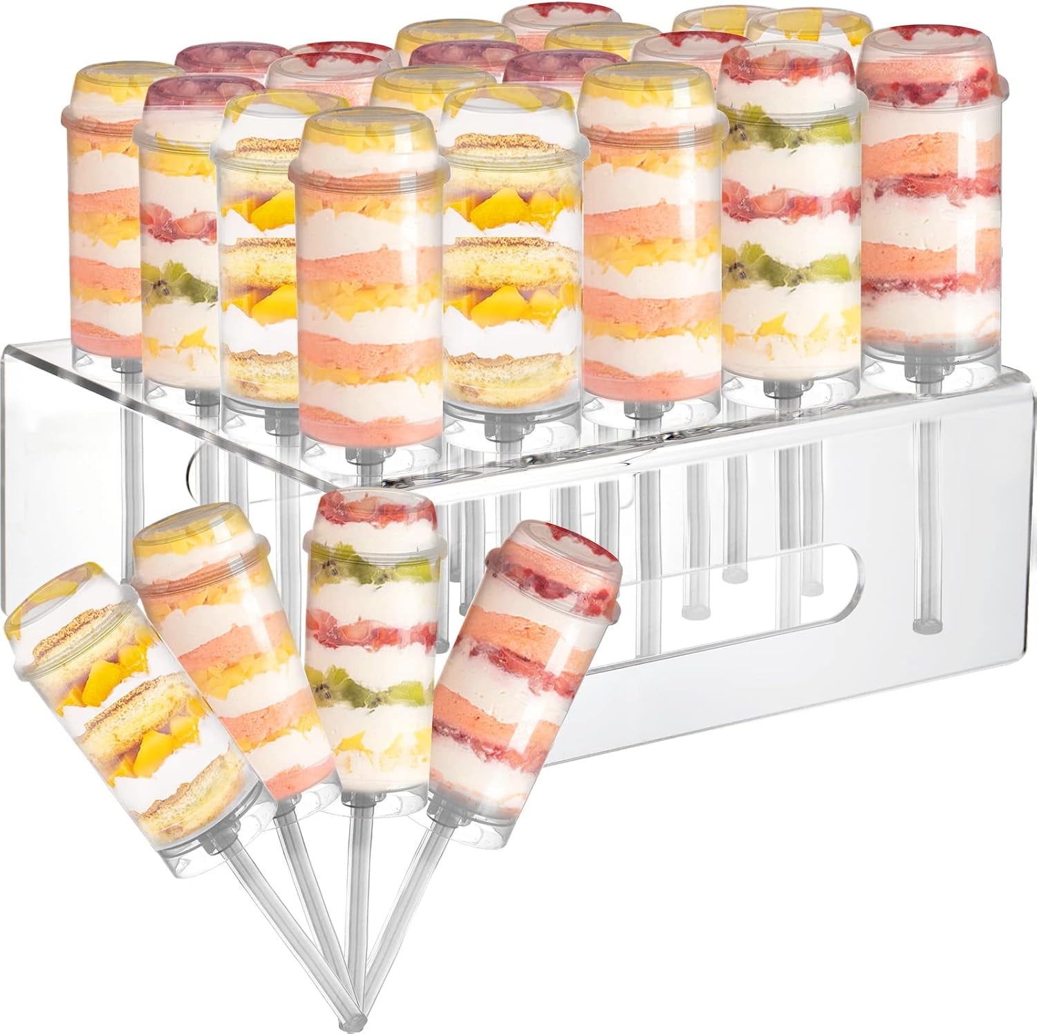 24 Pack Cake Push up Pop Containers and 20 Holes Push Pop Cake Stand ...