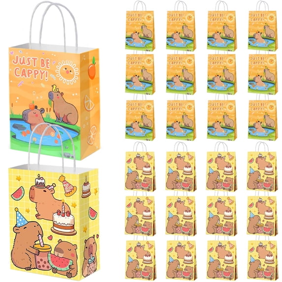 24 Pack Capybara Paper Gift Bags for Capybara Party Favor Bag Candy ...