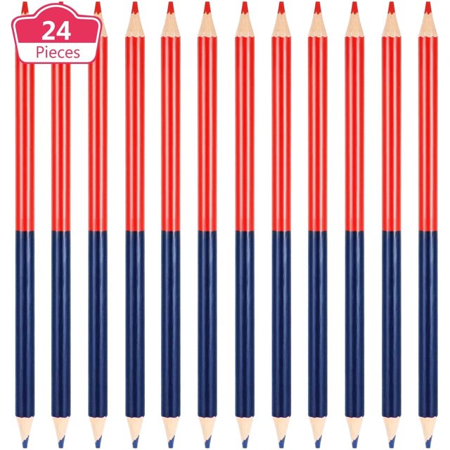 24 Pack Checking Pencils Red and Blue Erasable Pencils Pre-Sharpened ...
