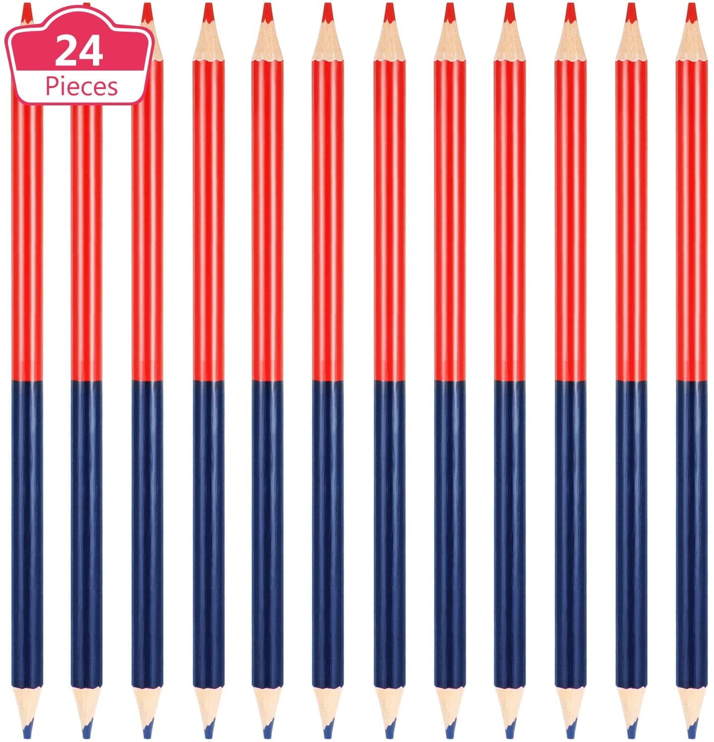 24 Pack Checking Pencils Red And Blue Erasable Pencils Pre-Sharpened ...