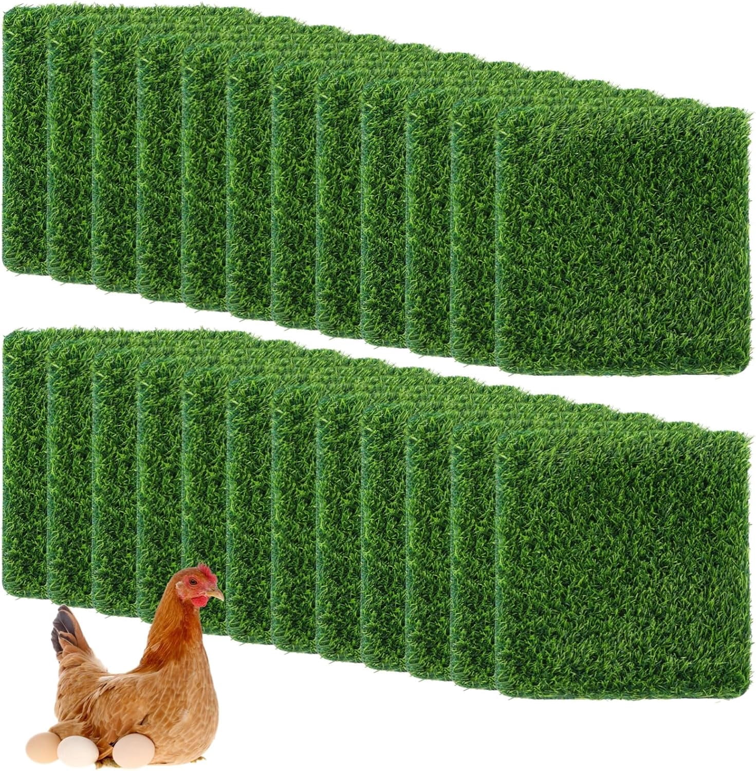 24 Pack Chicken Nesting Box Pads, Washable Artificial Turf Mats ...