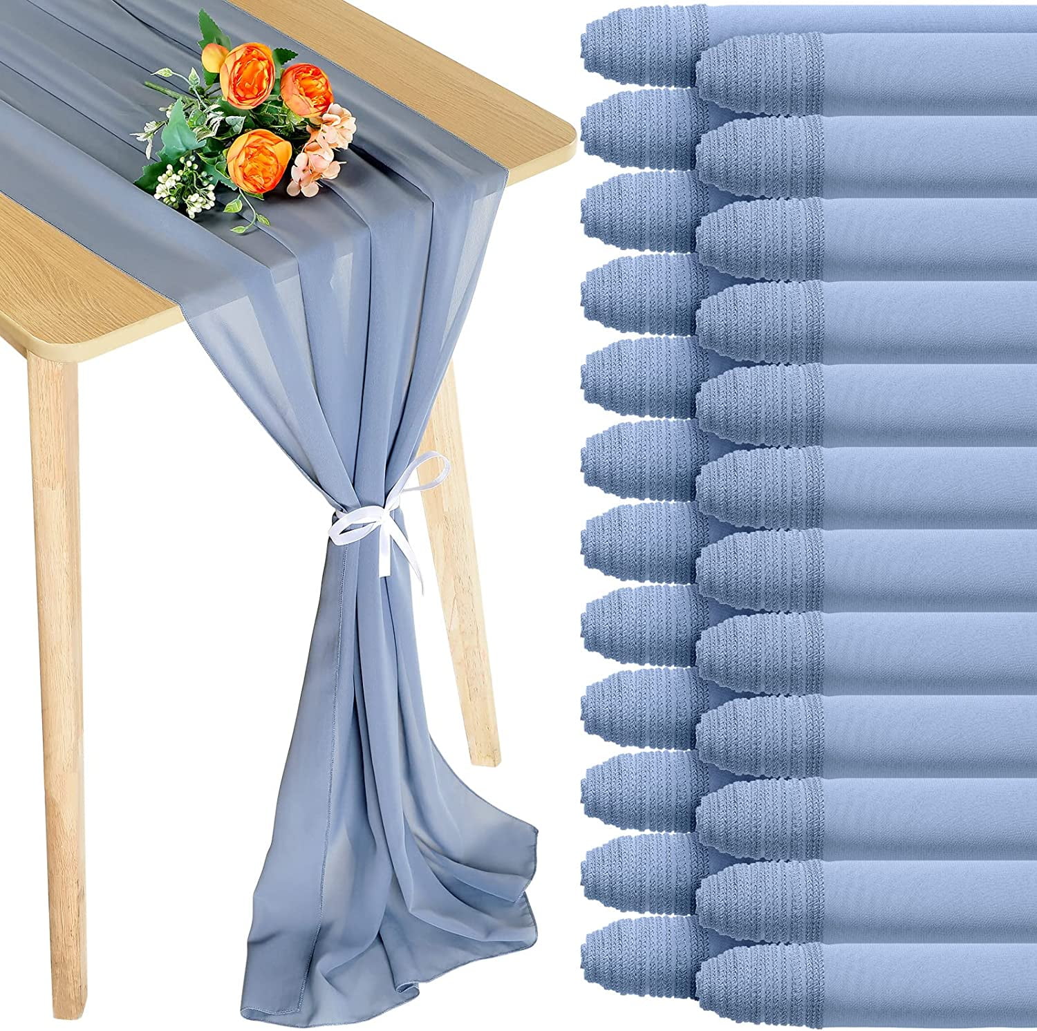 24 Pack Chiffon Table Runners Romantic Sheer Table Decorations Long ...