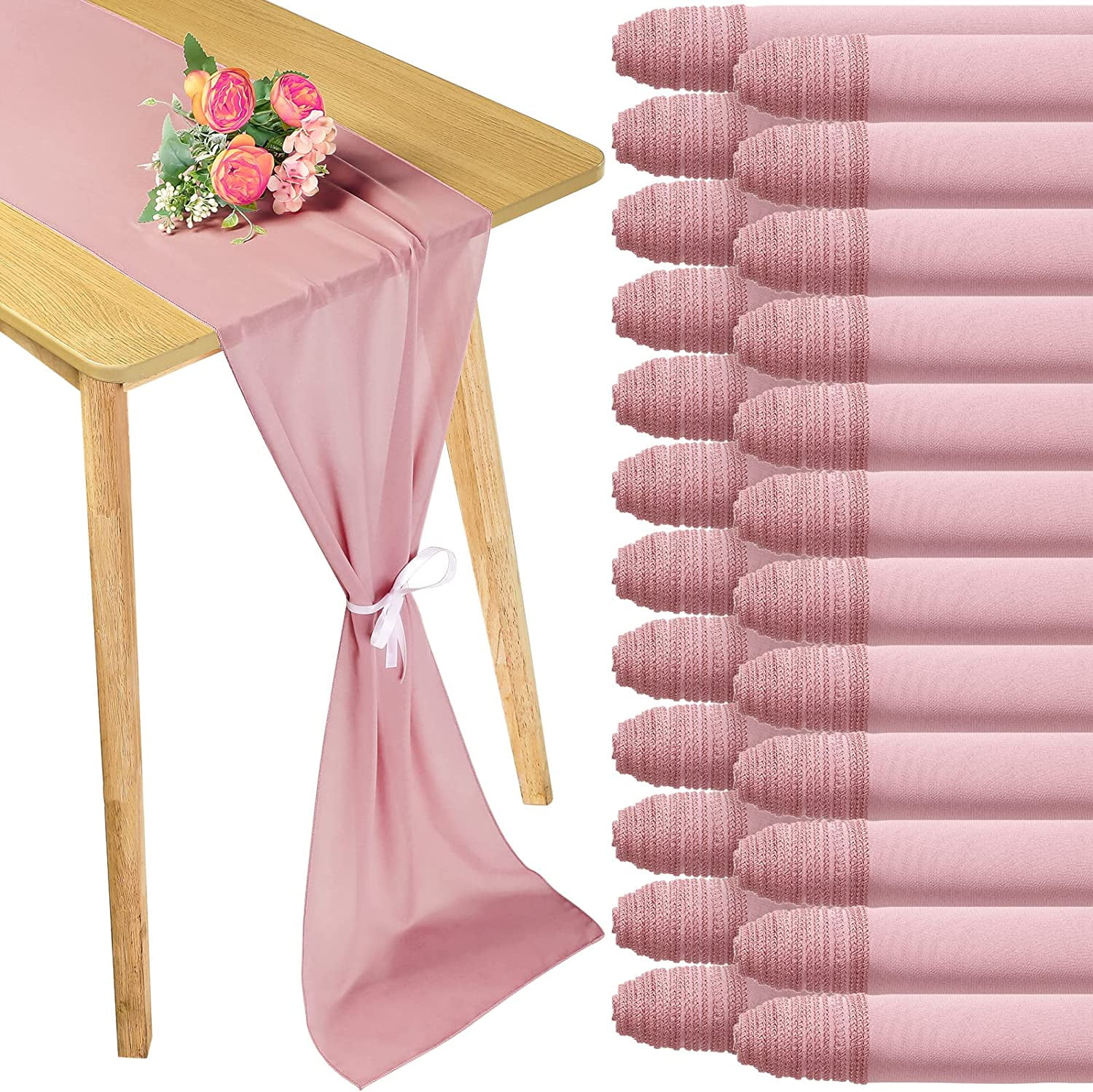 24 Pack Chiffon Table Runners Romantic Sheer Table Decorations Long ...