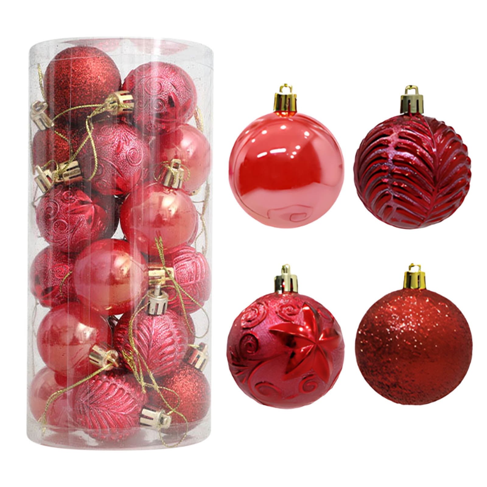 24-Pack Christmas Ball Ornaments with Strings,Medium Size Baubles ...