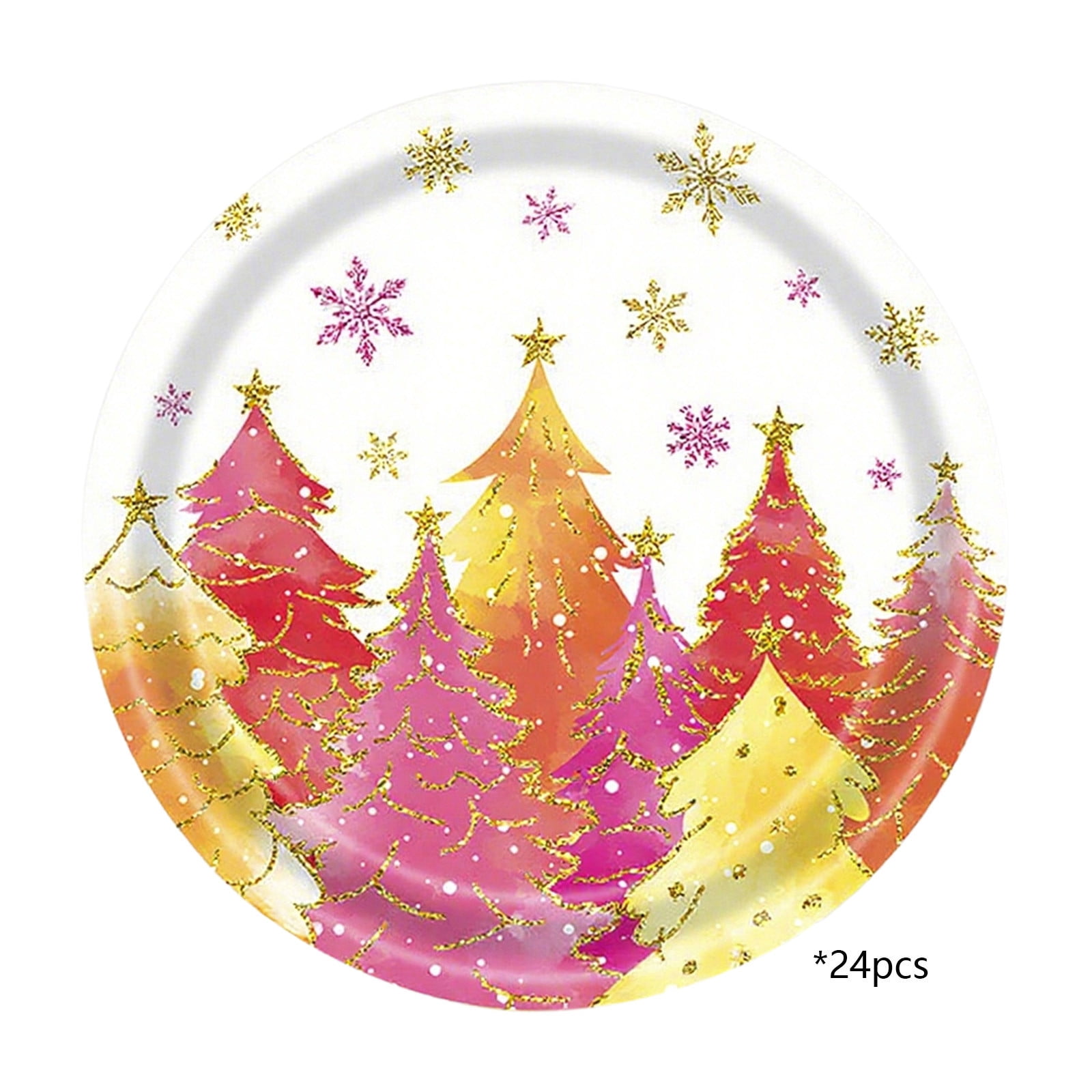 24-Pack Christmas Paper Plates - Disposable Party Supplies, Food-Grade ...