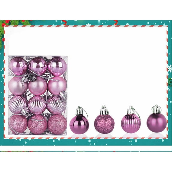24-Pack Christmas Tree Ornaments | 3cm Glitter Plastic Baubles for ...