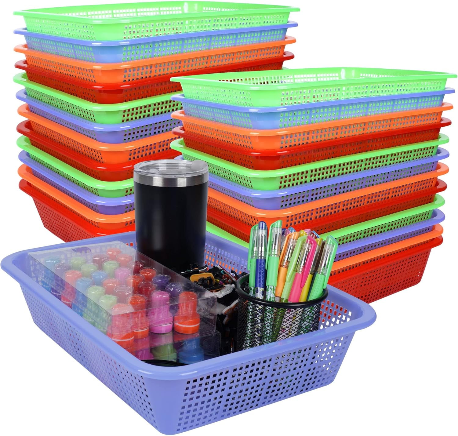24 Pack Classroom Storage Baskets Pencil Organizer Bins 13.5 x 10 x 3 ...