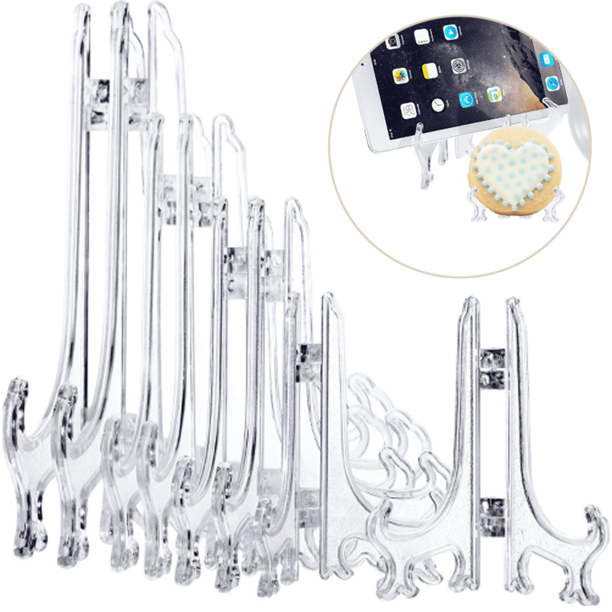 24 Pack Clear Plastic Display Easel Stands, Folding Transparent Holder ...