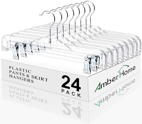 24 Pack Clear Plastic Pants Skirt Hangers, Bottom Hangers with ...