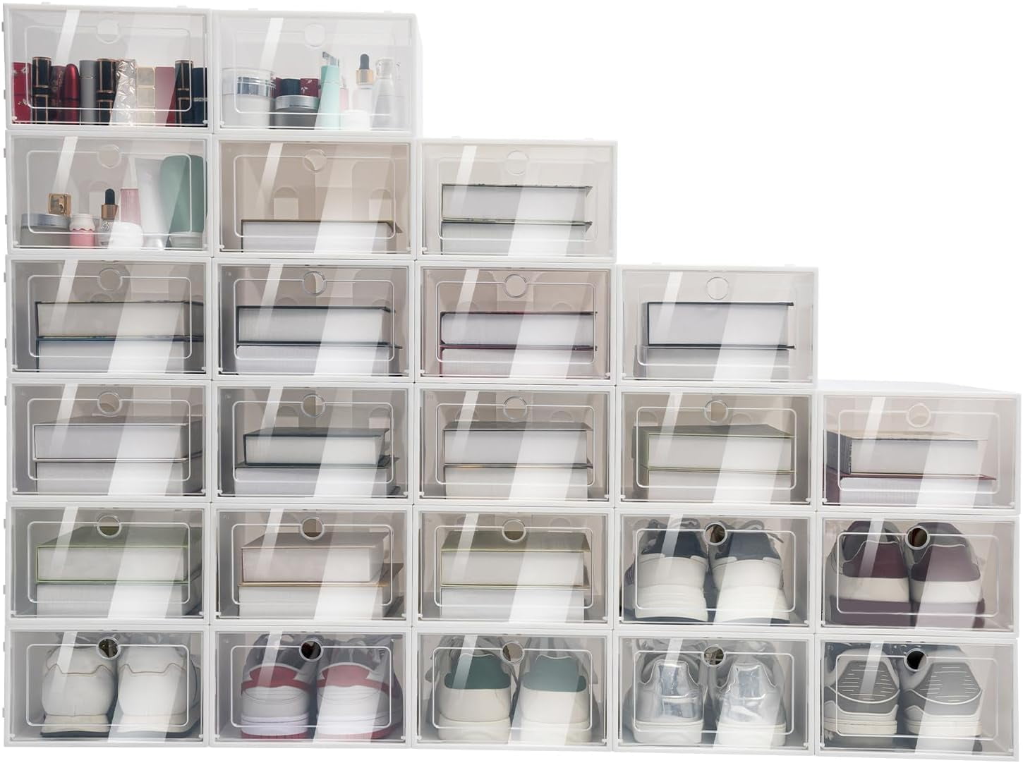 24 Pack Clear Plastic Shoe Storage Boxes Shoe Box Stackable Shoe ...