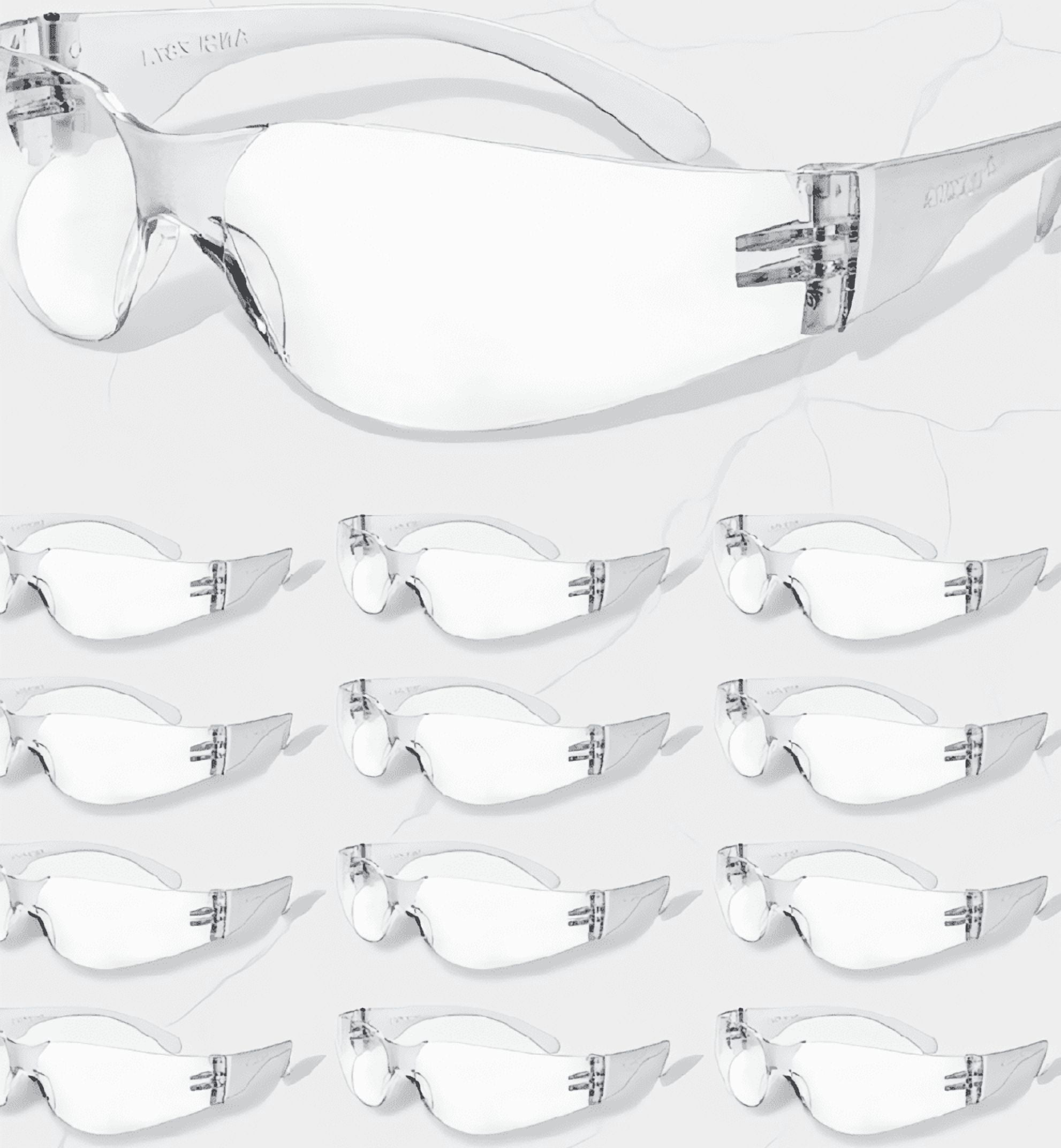 24 Pack Clear Safety Glasses, Wrap-Around with Impact Resistant Lenses ...