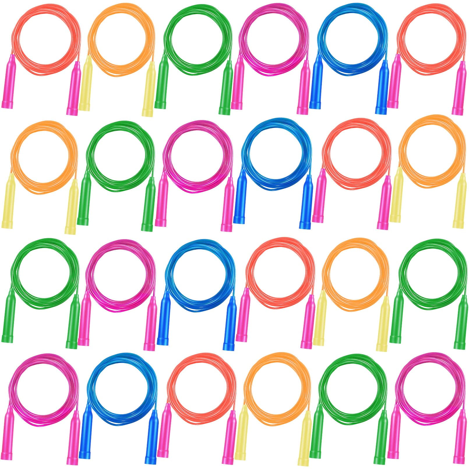24 Pack Colorful Jump Ropes,7.3 Feet Jump Rope for Kids,Adjustable ...