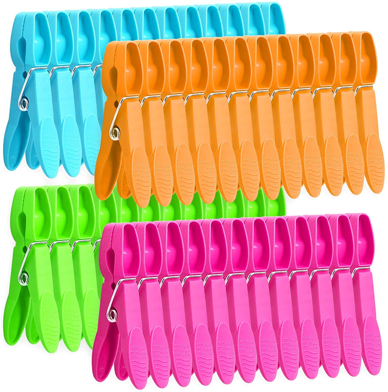 24 Pack Colorful Plastic Clothespins - Heavy Duty Laundry Clothes Pins ...