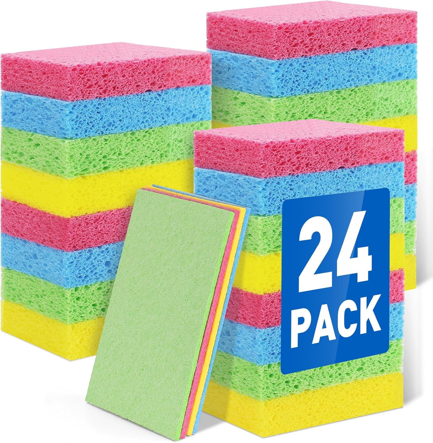 24 Pack Compressed Cellulose Sponge, Non Scratch Kitchen Sponges for ...