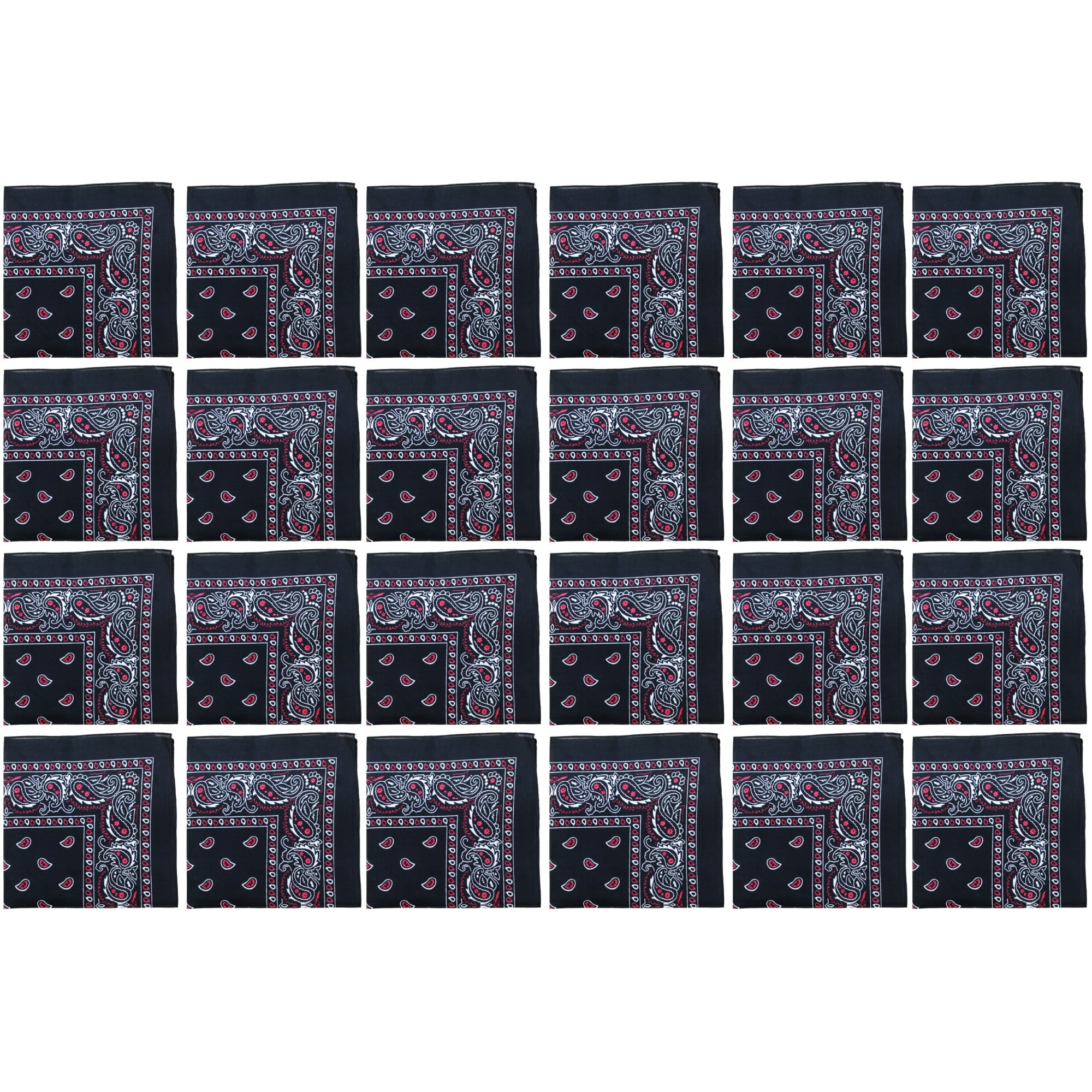 24 Pack Cotton Bandanas Paisley Design Bulk Set for Events, Crafts ...