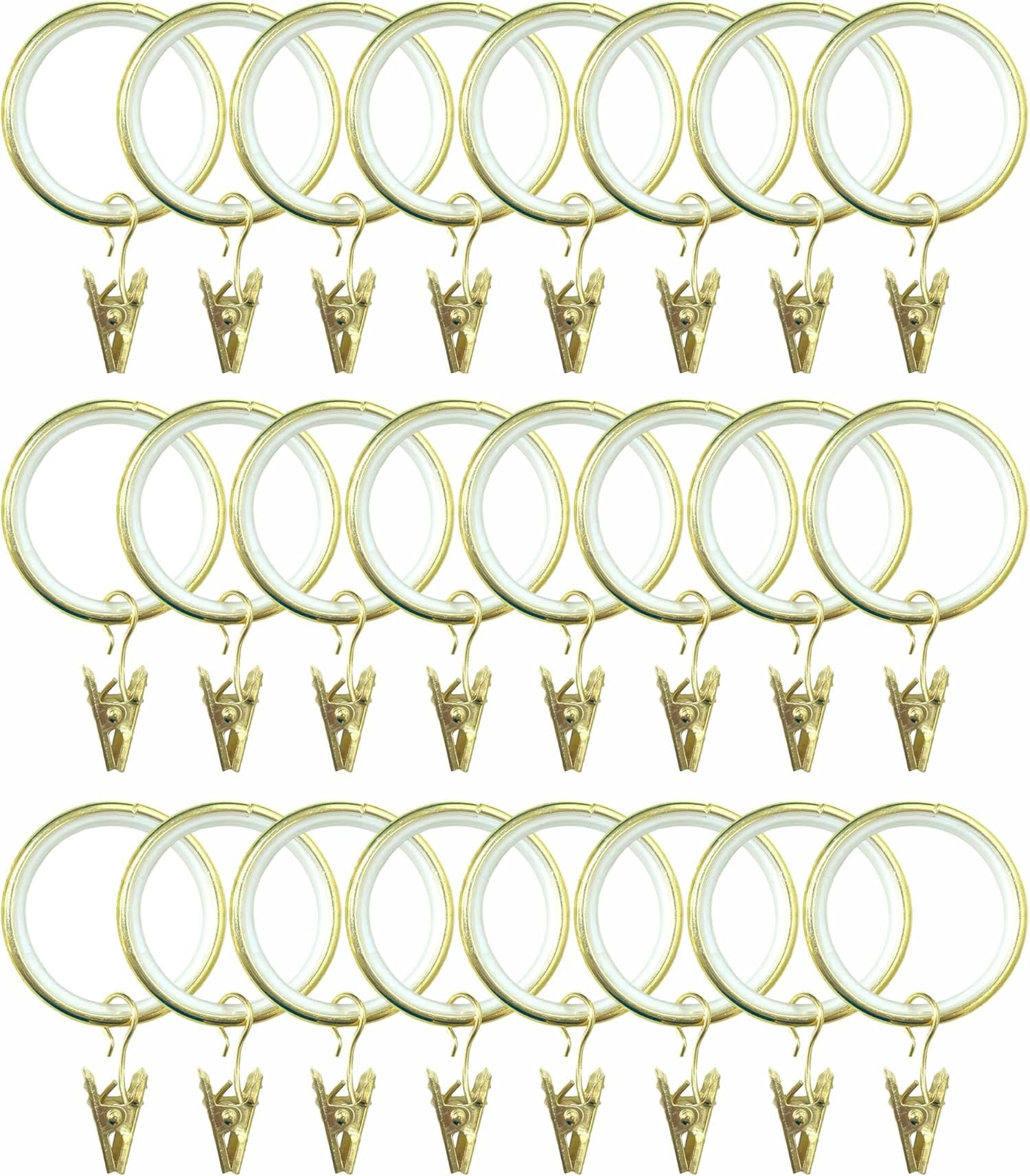 24 Pack Curtain Rings with Smooth, Quiet Nylon Inserts with Clips ...
